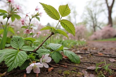 Raspberry Leaves On The Ground In Spring Stock Illustration Illustration Of Foliage Green