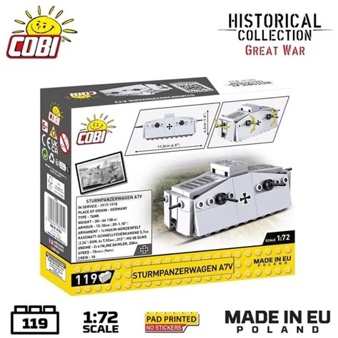 Sturmpanzerwagen A7v Brick Tank Model Cobi 3094 119 Bricks Bricktanks