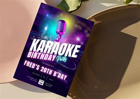 Editable Karaoke Birthday Invite Diy Birthday Party Invitation