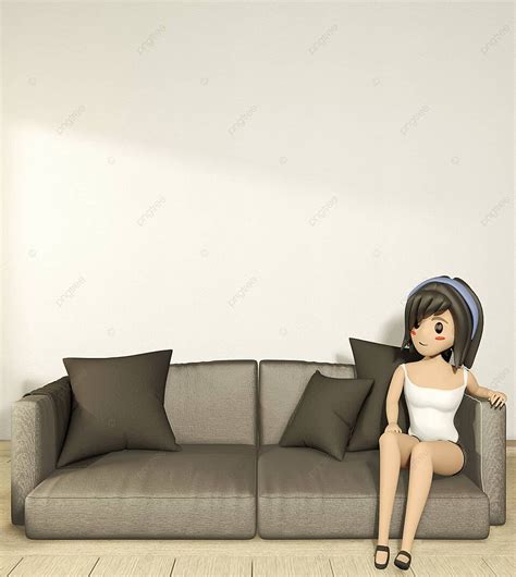 Interior Kamar Bergaya Jepang Yang Menampilkan Seorang Gadis Kartun