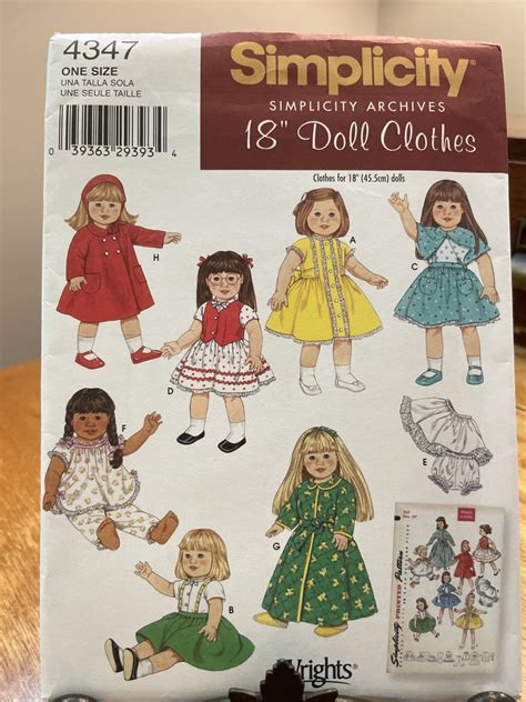 18 Doll Clothes Wardrobe Sewing Pattern Simplicity 4347 Simplicity