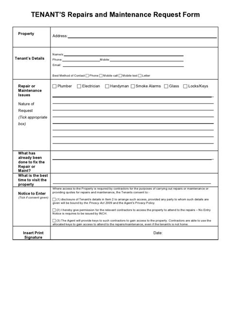 54 Maintenance Request Form Templates Free Templatelab