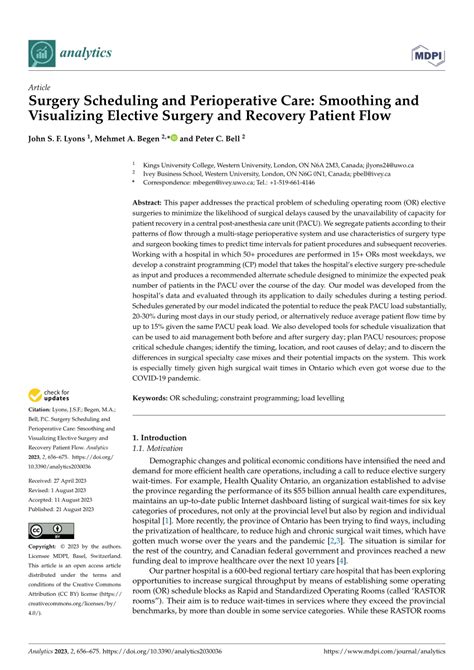 Pdf Surgery Scheduling And Perioperative Care Smoothing And