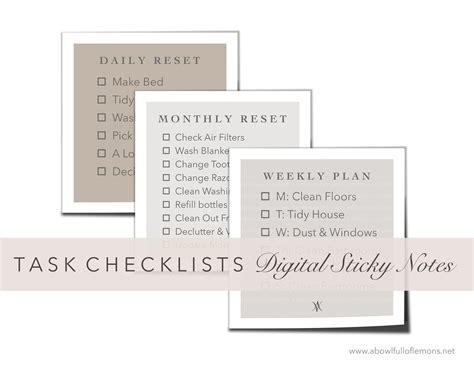 Task Checklist Sticky Notes Digital Planning Etsy