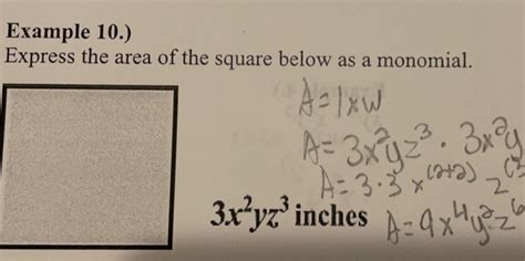 Example 10 Express The Area Of The Square Below A Gauthmath