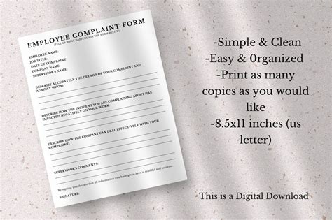 Editable Employee Complaint Form Template Hr Printable Canva Etsy