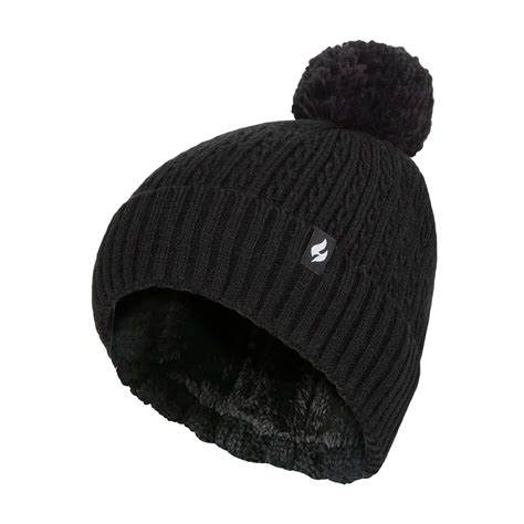 Heat Holders Ladies Cable Turnover Pom Pom Hat In Ellery Style Sock