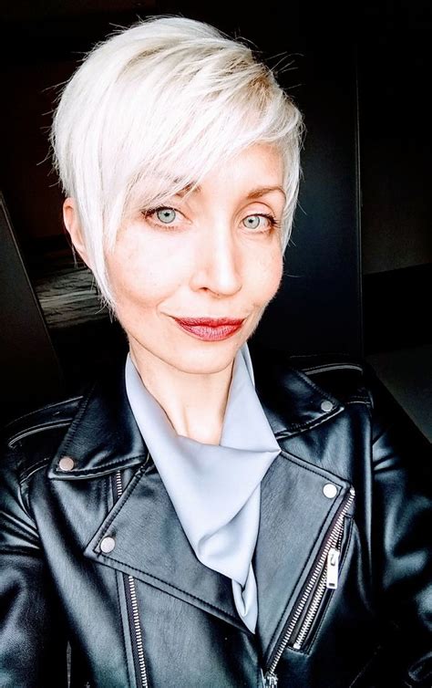 Platinum White Pixie Asymetrical Beauty Pixie Asymetrical
