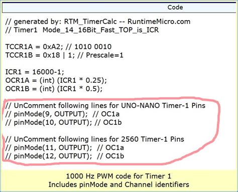 Arduino Timer Calculator Generates Wysiwyg Pwm