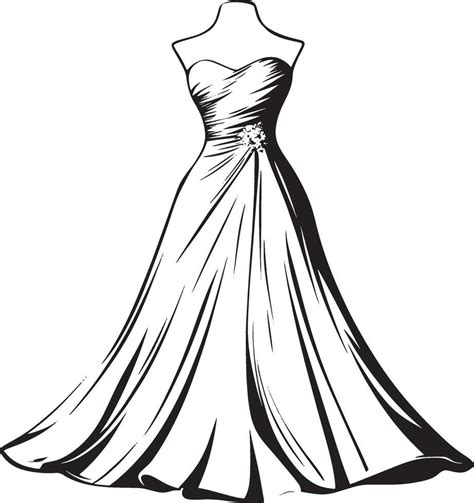 Black Illustration Of Brides Dress Outline 55706132 Vector Art At Vecteezy