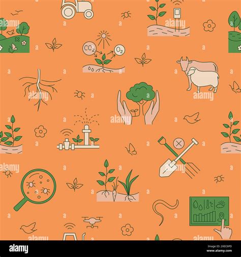 Smart Farming Seamless Pattern Agriculture Technology Harvest