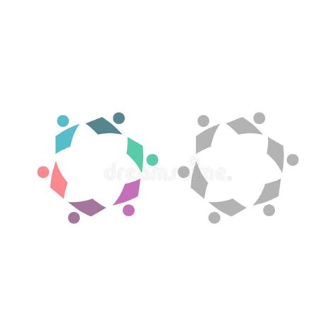 Colorful People Team Teamwork Sign Symbol Logo Stock Illustration