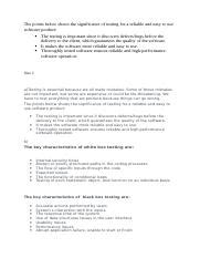 Itech 1400 Exam Docx The Points Below Shows The Significance Of Testing For A Reliable And