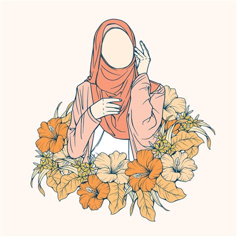 Stylish And Trendy Moslem Woman In Hijab Fashion Vector Illustration