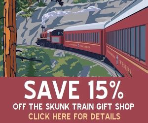 Skunk Train Fort Bragg Discount Tickets 35 Off Redwoods Train Ride