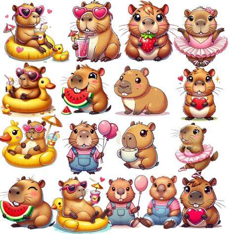 Capivara Cute Kit Digital Combo Elementos Png 24525 Elo7