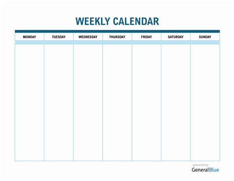 Weekly Calendar Templates