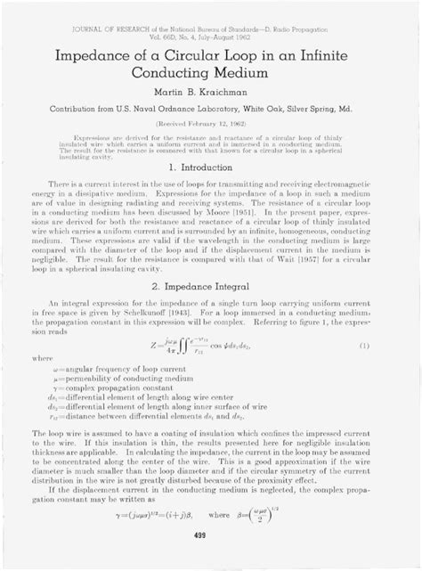 Pdf Impedance Of A Circular Loop In An Infinite Conducting Medium Impedance Of A Circular