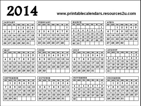 2014 Calendar Printable One Page With Holidays