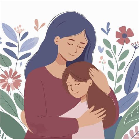 Madre Y Hijo Abrazados Vector Premium Generado Con Ia