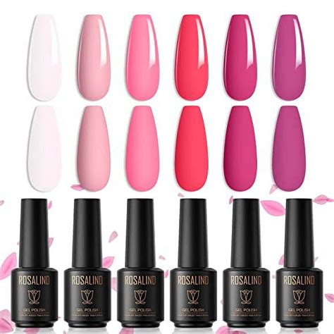 Rosalind Hot Pink Gel Nail Polish Set Light Pink Red Gel Polish 6