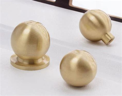Brushed Brass Jewelry Box Drawer Knobs Mid Century Modern Mini Ball Knob Gold Tiny Cabinet Pulls