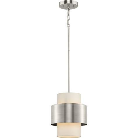 Progress Lighting Silva Brushed Nickel Modern Contemporary Cylinder Small Hanging Pendant Light