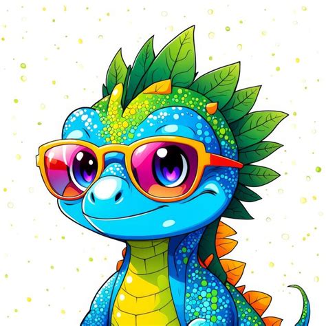 A Cartoon Dragon With Glasses And A Picture Of A Dragon Wearing