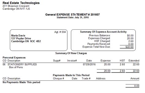 Reprint An Expense Statement Back Office