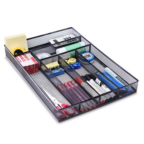 Wugeshop Desk Drawer Organizer With 6 Compartments Mesh Drawer