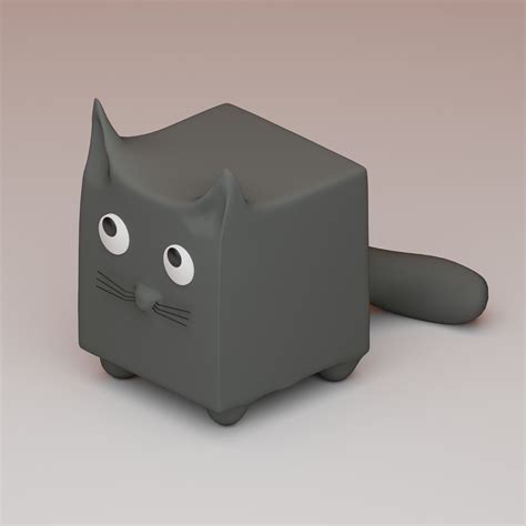 3d Model Cat Cube Vr Ar Low Poly Cgtrader