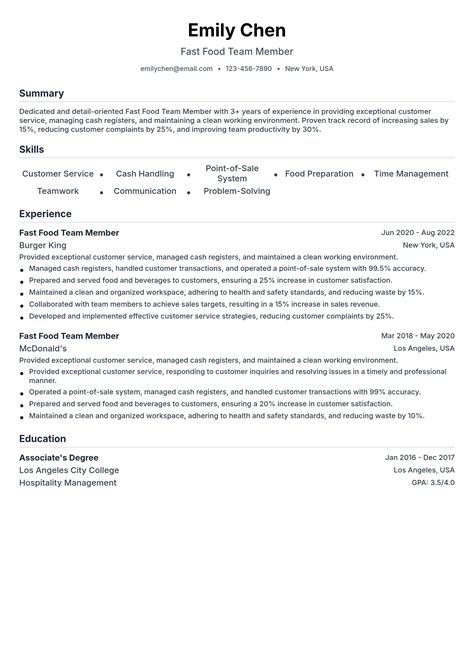 16 Fast Food Worker Resume Examples And Guide For 2026