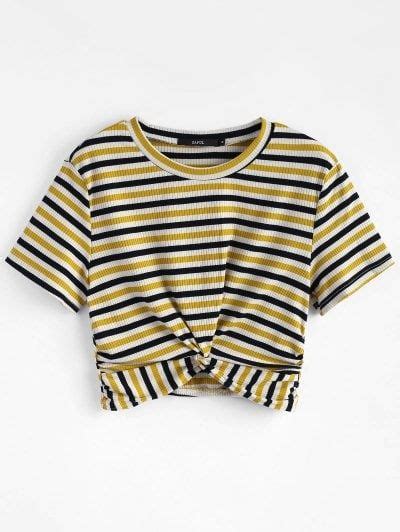 Striped Twist Knitted Tee Knit Tees Outfits For Teens Fashion