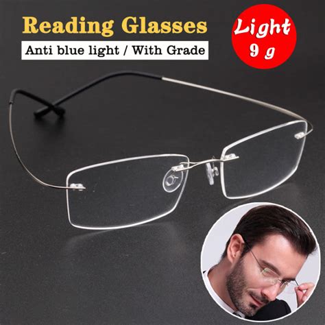 10 To 35 Rimless Reading Glasses For Men And Women Anti Blue Light