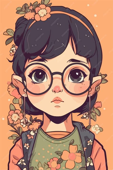 Premium Vector Cute Little Kawaii Girl Illustration Flat Colors