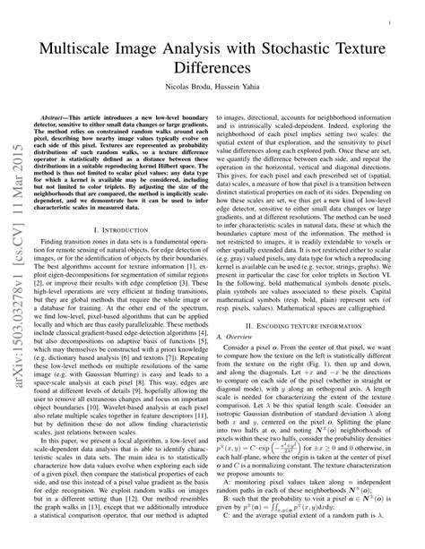 Pdf Multiscale Image Analysis With Stochastic Texture Differences