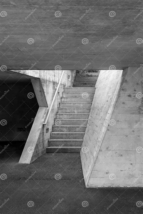 Staircase Without People In Reinforced Concrete Beautiful Geometric