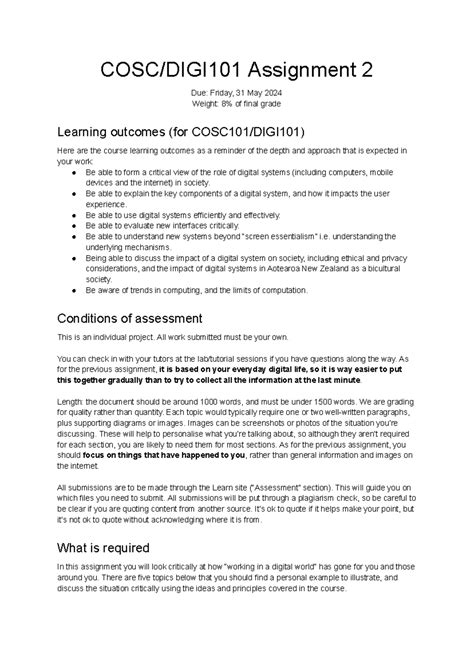 Cosc101 Assignment 2 2024 Coscdigi101 Assignment 2 Due Friday 31