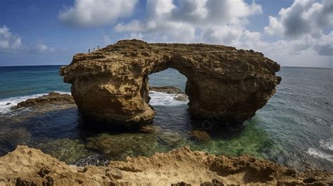 Large Rock Formation Looking Over Our Ocean Background Amazing View Of