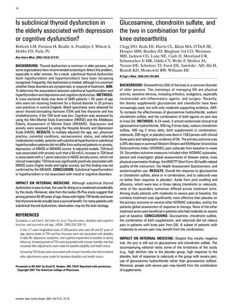 Pdf Is Subclinical Thyroid Dysfunction In The Elderly Associated With