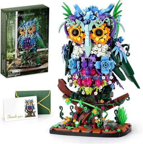 Jp Jojoandピーチフローラルフクロウおもちゃ組み立てセット、mocフラワーandアニマルコレクションテーブルアート、母の