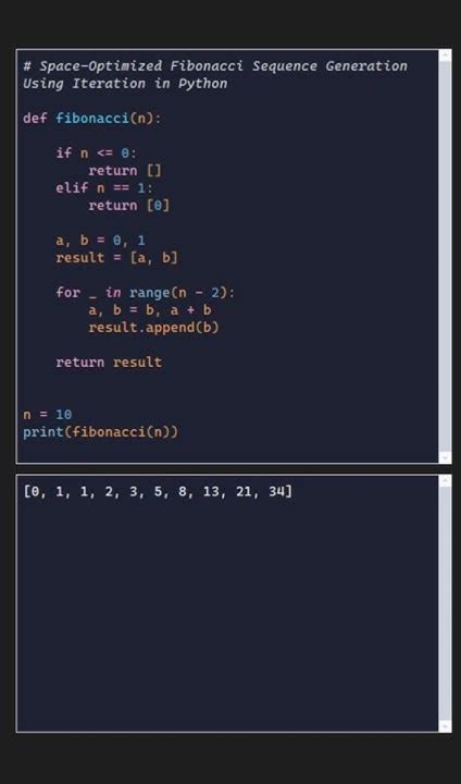 Space Optimized Approach To Generate Fibonacci Sequence In Python Youtube