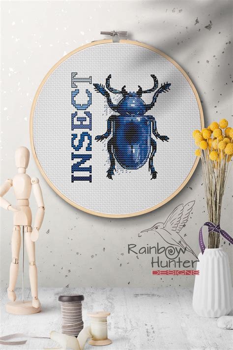 Beetle Cross Stitch Insect Cross Stitch Pattern Pdf Bug Cross Stitch Nature Cross Stitch