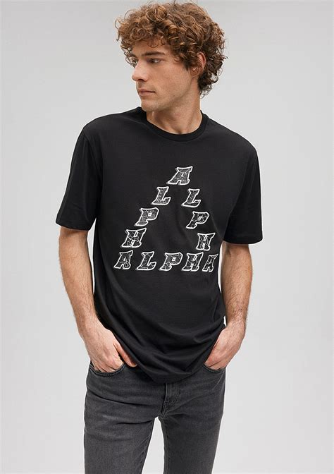Alpha Printed Black T Shirt Mavi