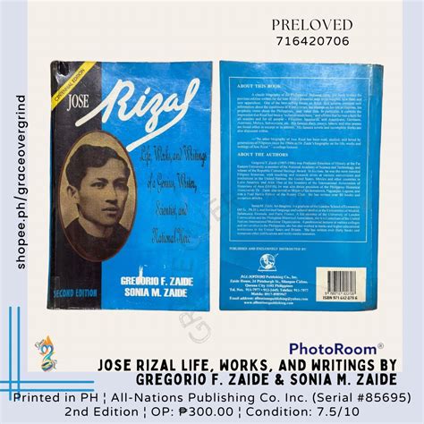 Jose Rizal Life Works And Writings By Gregorio F Zaide And Sonia M Zaide Hobbies And Toys