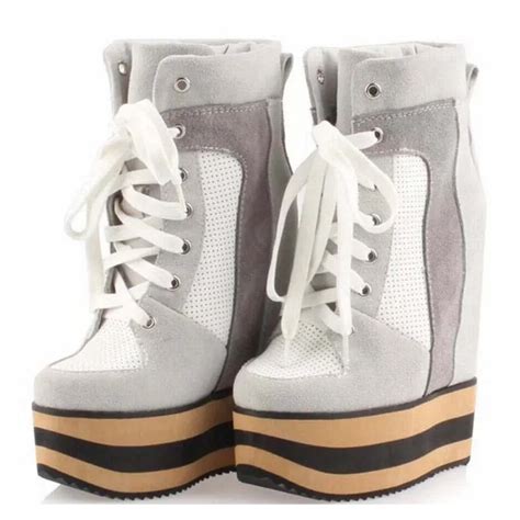 Platform Women Hidden Wedges High Heels Lace Up Ankle Boot Fashion Cut