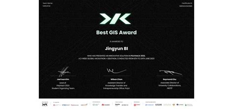 毕景云 On Linkedin Polyhack 2023 Award Certificate Polyhack