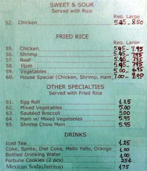 Menu At Sun Sing Express Restaurant Concord 886 Concord Pkwy N