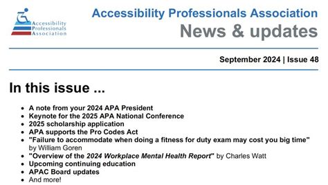 Accessibility Professionals Association Newsletter Accessibility Professionals Association