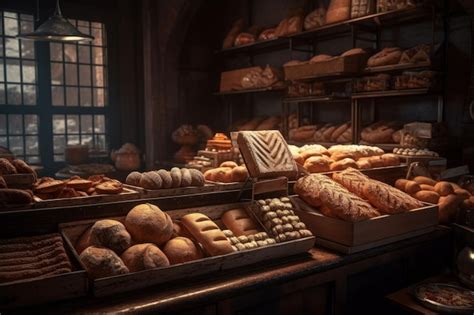 Premium AI Image Bread And Fresh Baked Goods In A Bakery Created With Generative AI Technology